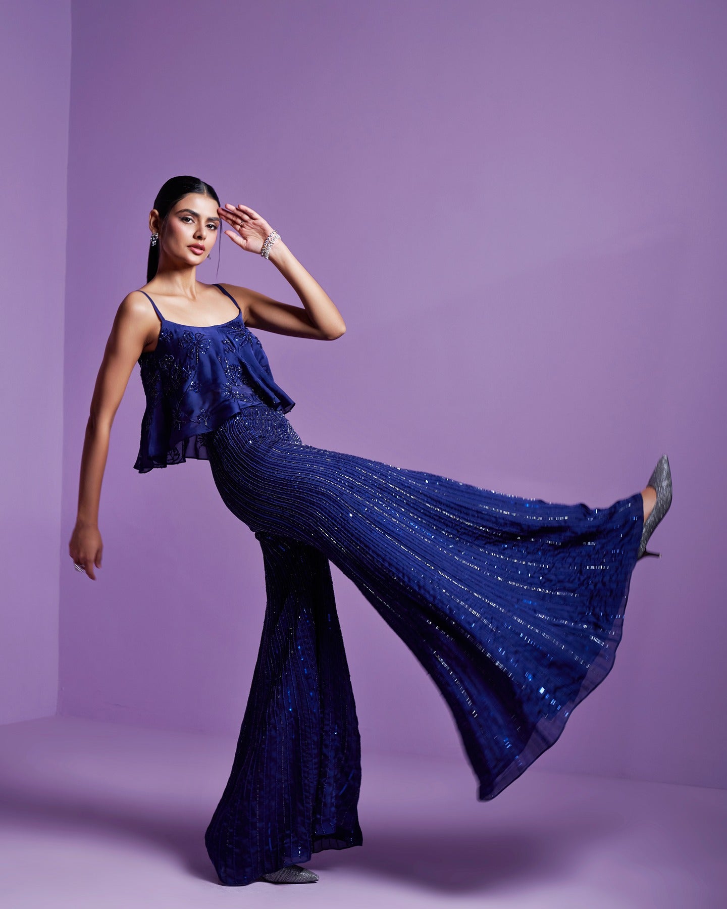 Eclipse Pant Set | Blue Pant Set | Parul Gandhi – B Anu Designs