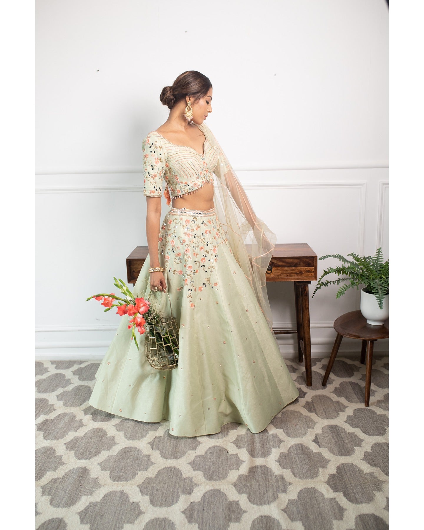 Brassica Mint Lehenga | Mint Lehenga Set | Parul Gandhi – B Anu Designs
