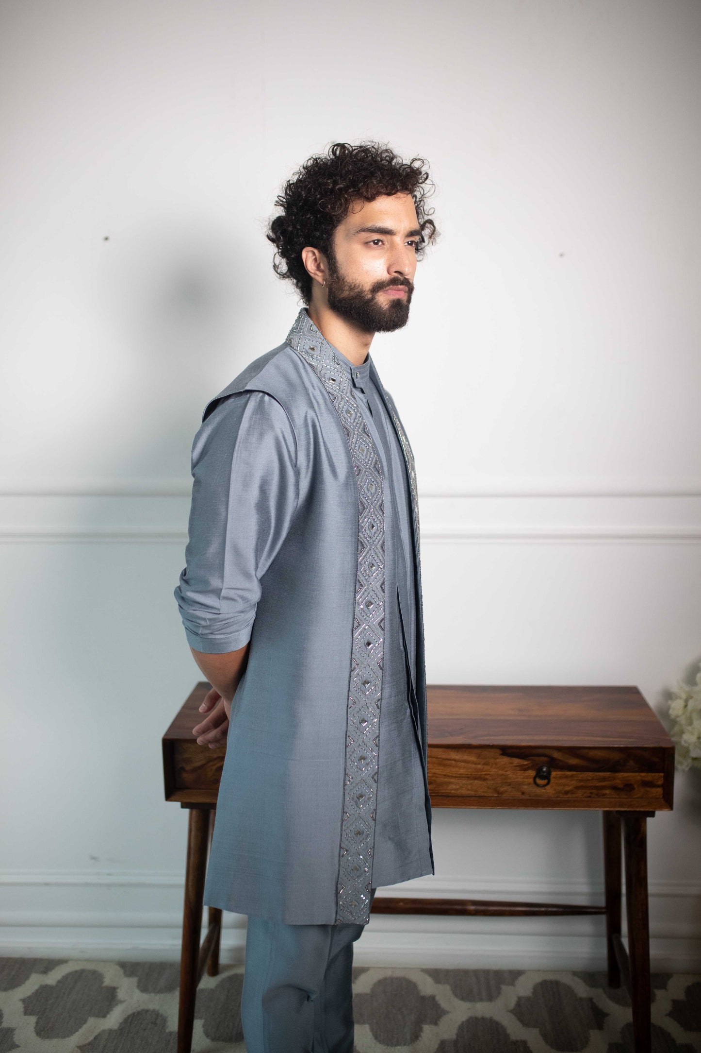 Moonless Light Shrug Set | Grey Shrug Set for Men | Contrast by Parth ...
