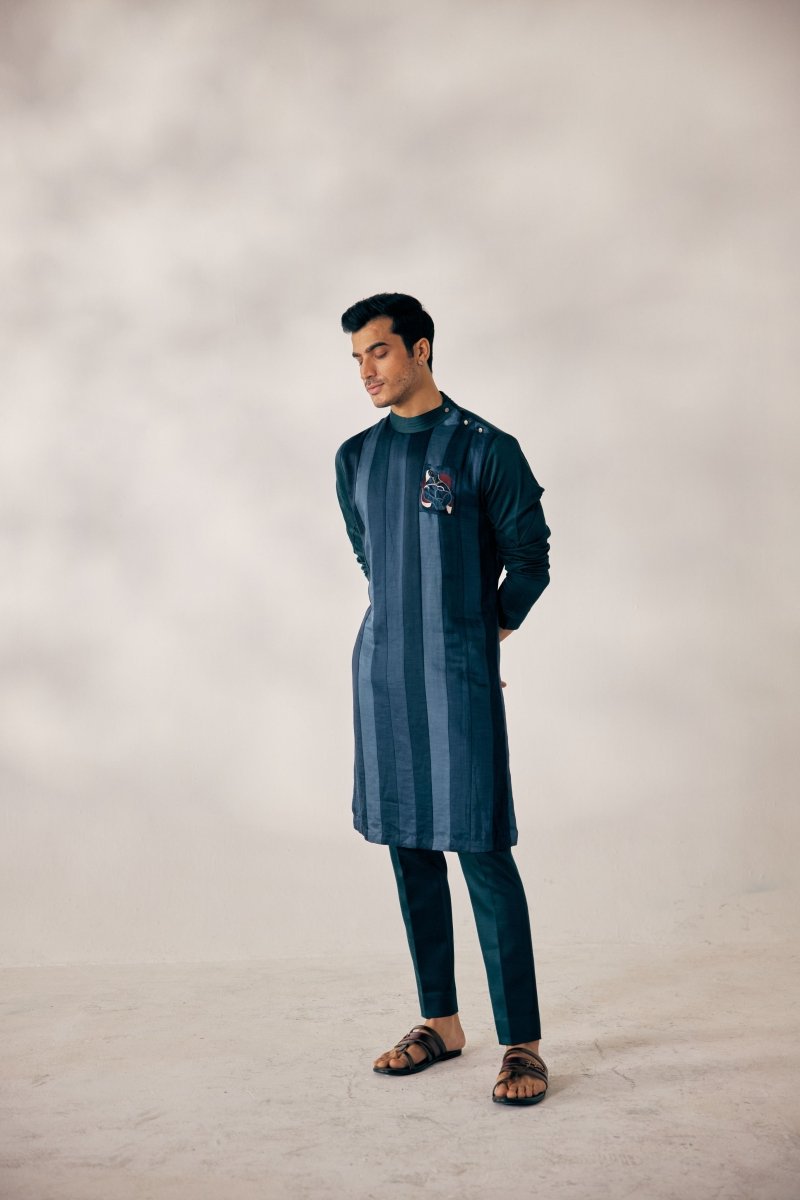 Teal Medley Kurta Set | Jatin Malik – B Anu Designs