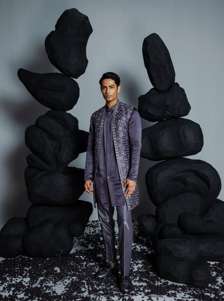 Majestic Floral Shrug Set | Purple Shrug Set for Men | Contrast by ...