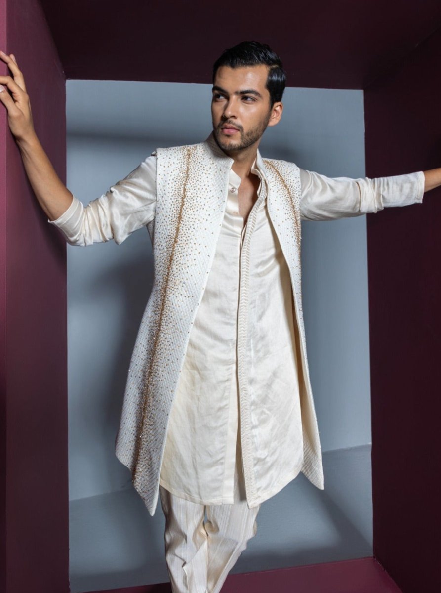 Crystal Shrug Set | Ivory Shrug Set for Men | Contrast by Parth – B Anu ...