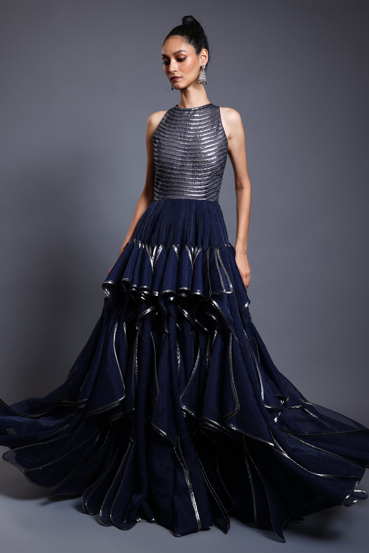 CF Cascade Gown Navy | Gown Set | Siddartha Tytler – B Anu Designs