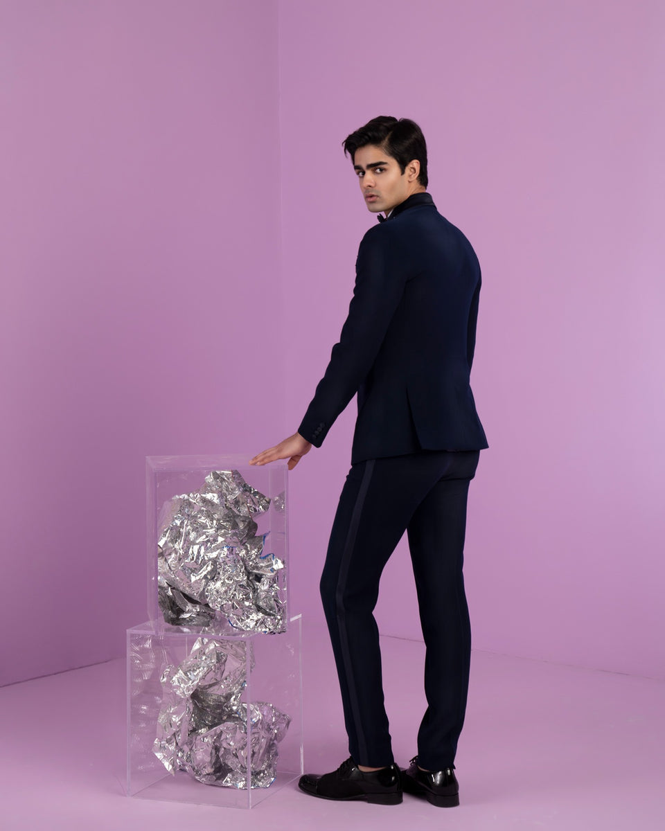 Falling Star Tuxedo Set | Black Tuxedo for Men | Contrast by Parth – B ...