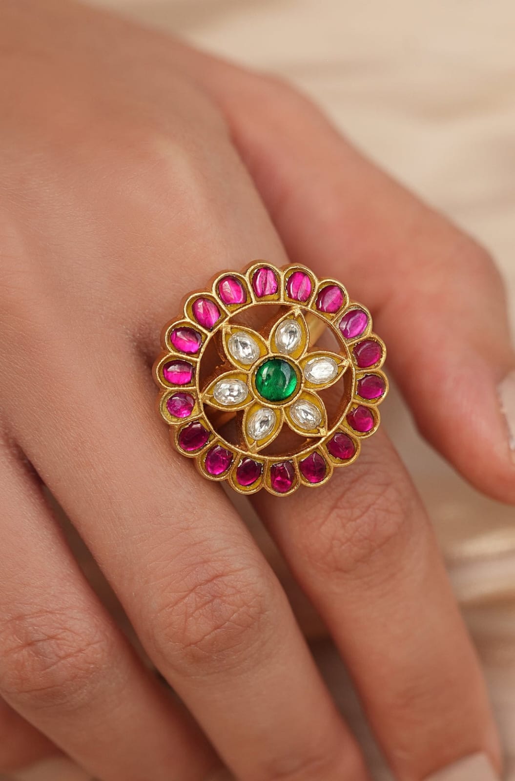 Polki Flower Ring – B Anu Designs