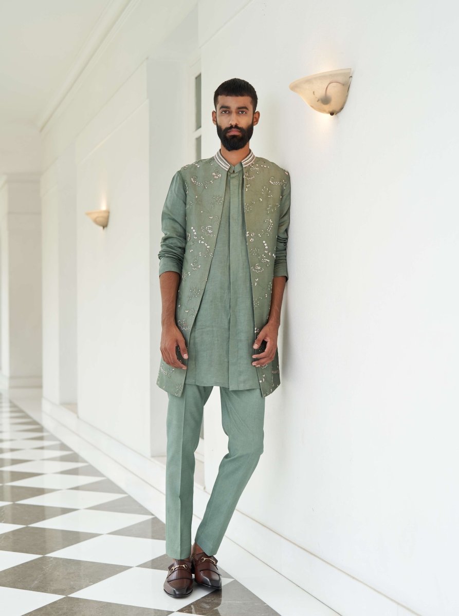 Rainforest Shrug Set | Green Jacket Set for Men | Contrast by Parth – B ...