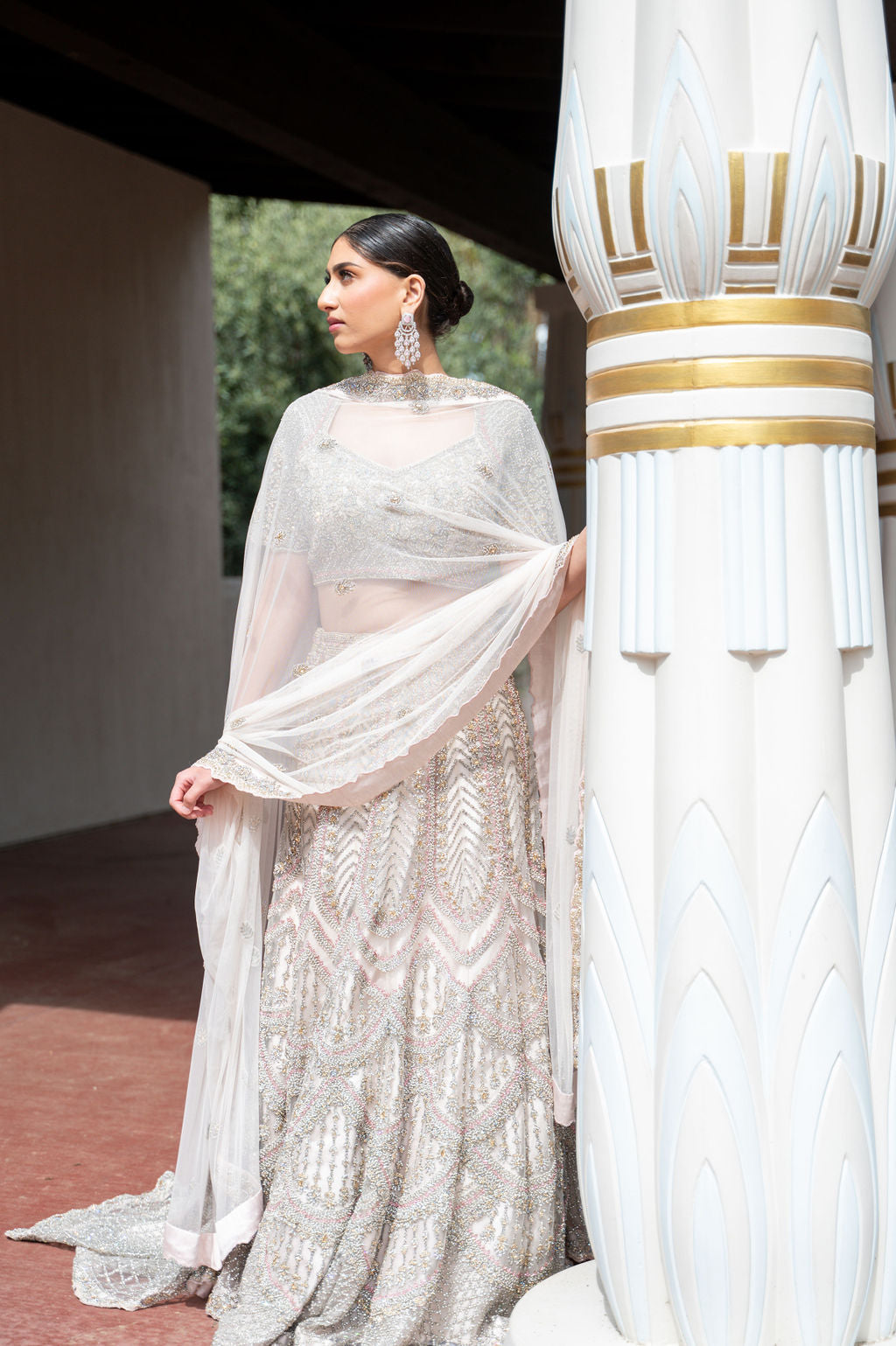 Wedding reception lehenga for bride: Pink and Silver net lengha – B Anu ...