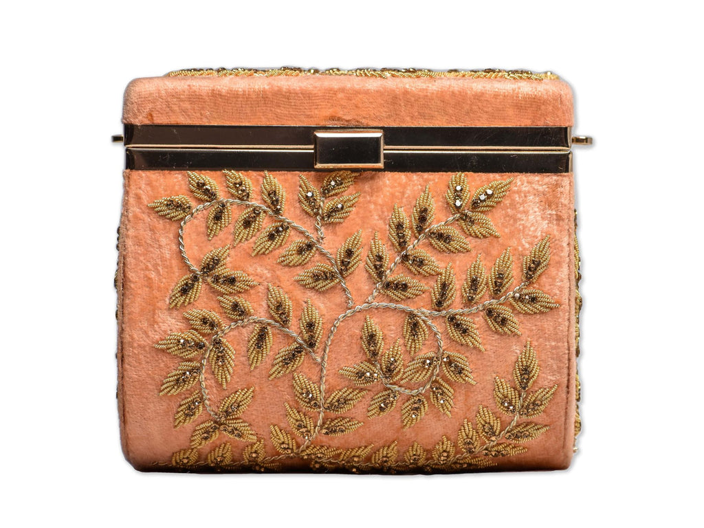 Velvet Clutch Bag - Peach Colored Partywear Purse for Ladies – B Anu ...