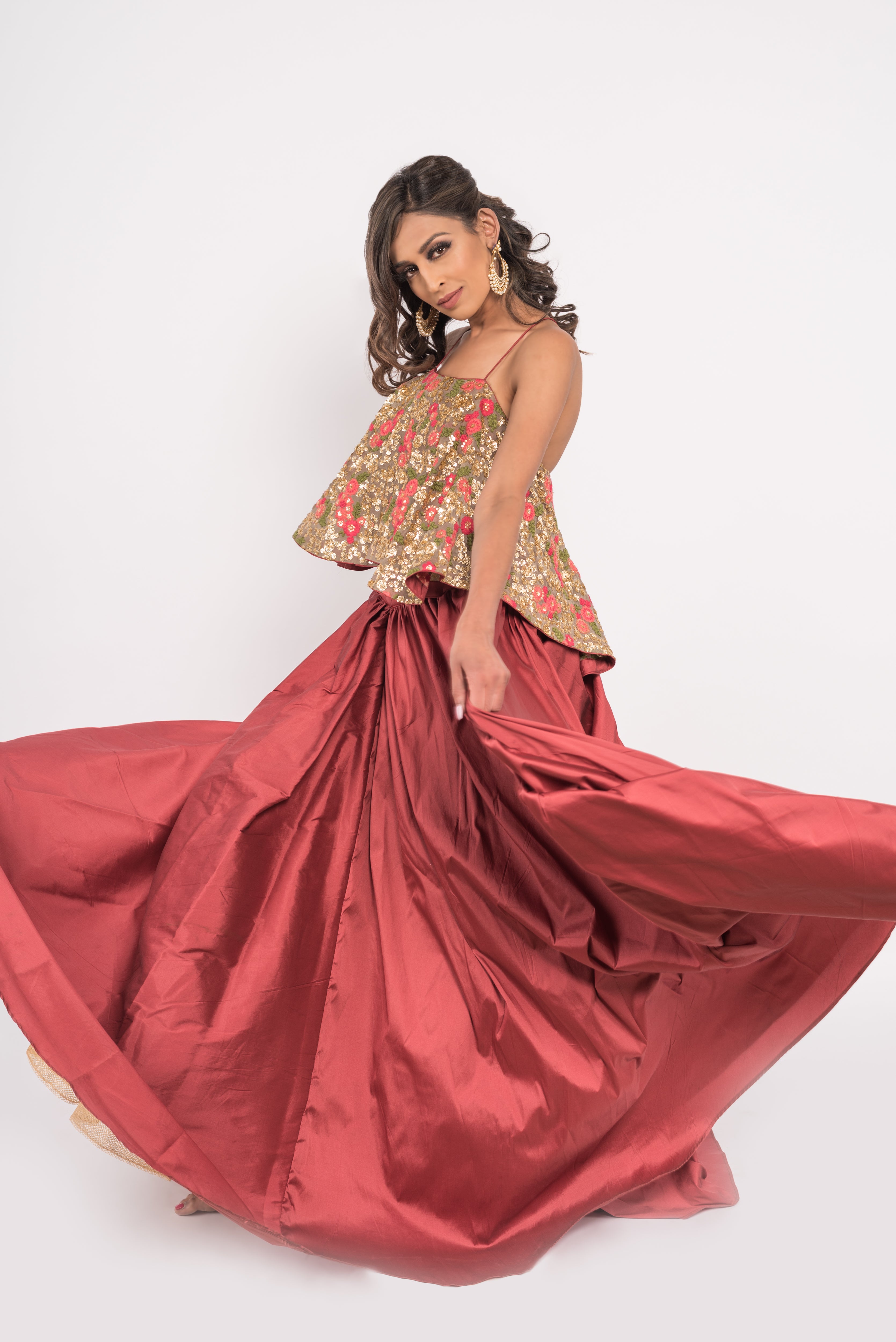 Breathable silk lengha with modern sequins embellished top – B Anu Designs