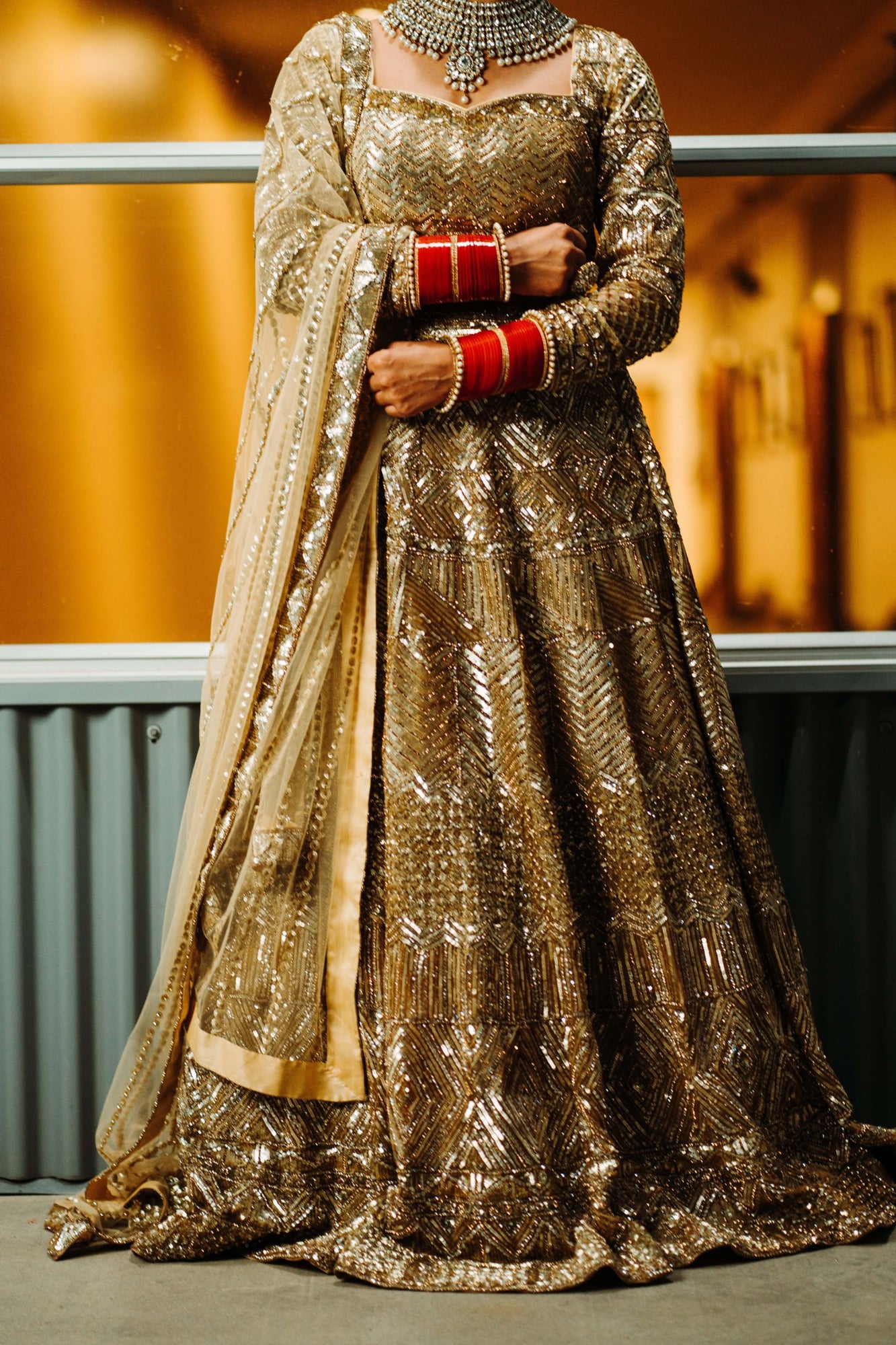Gold Bridal Lengha: Indian Wedding Lehenga in USA – B Anu Designs