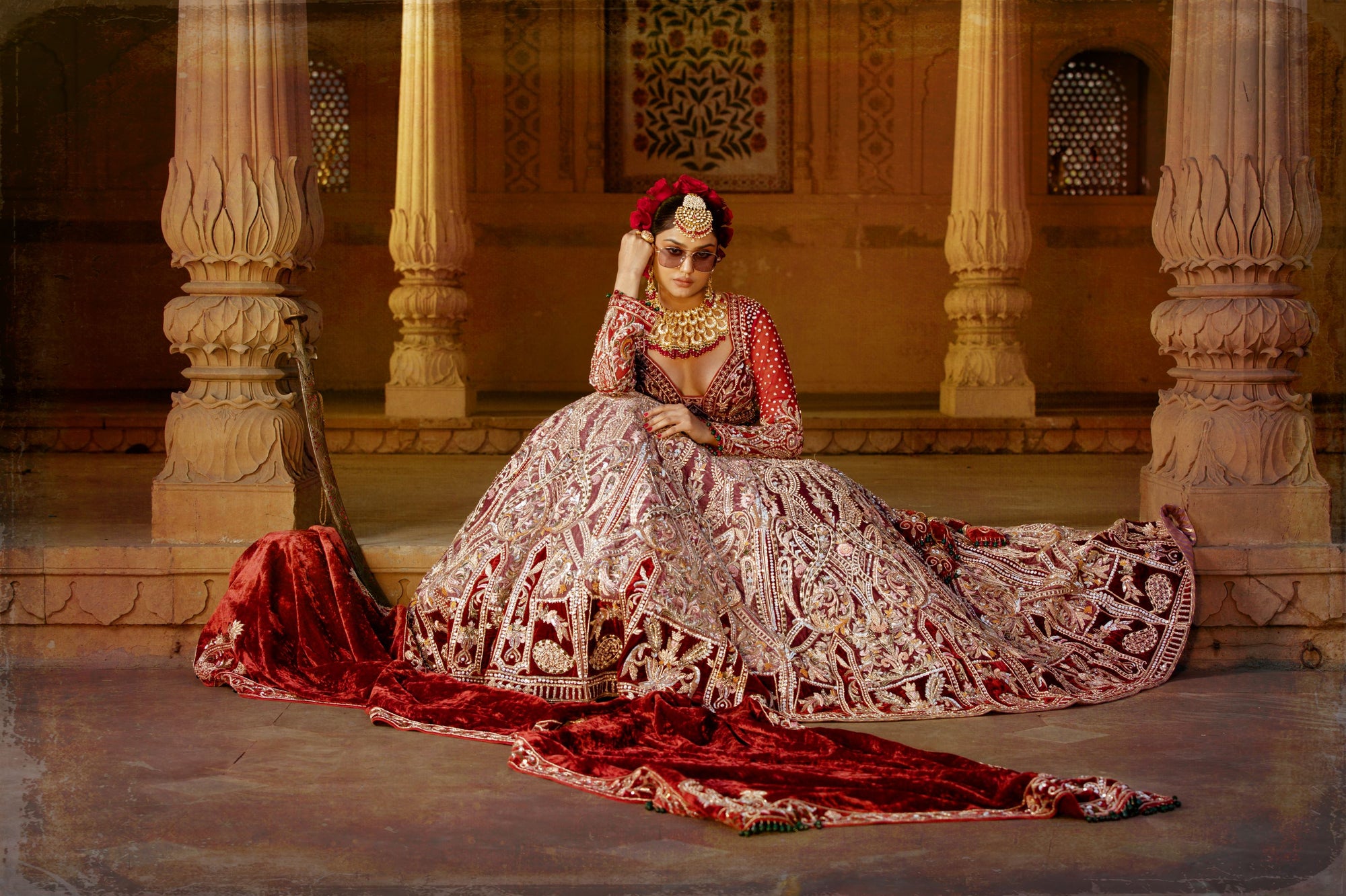 Indian Bridal Wear - Surkhi Saaz Maroon Lehenga By B Anu Designs
