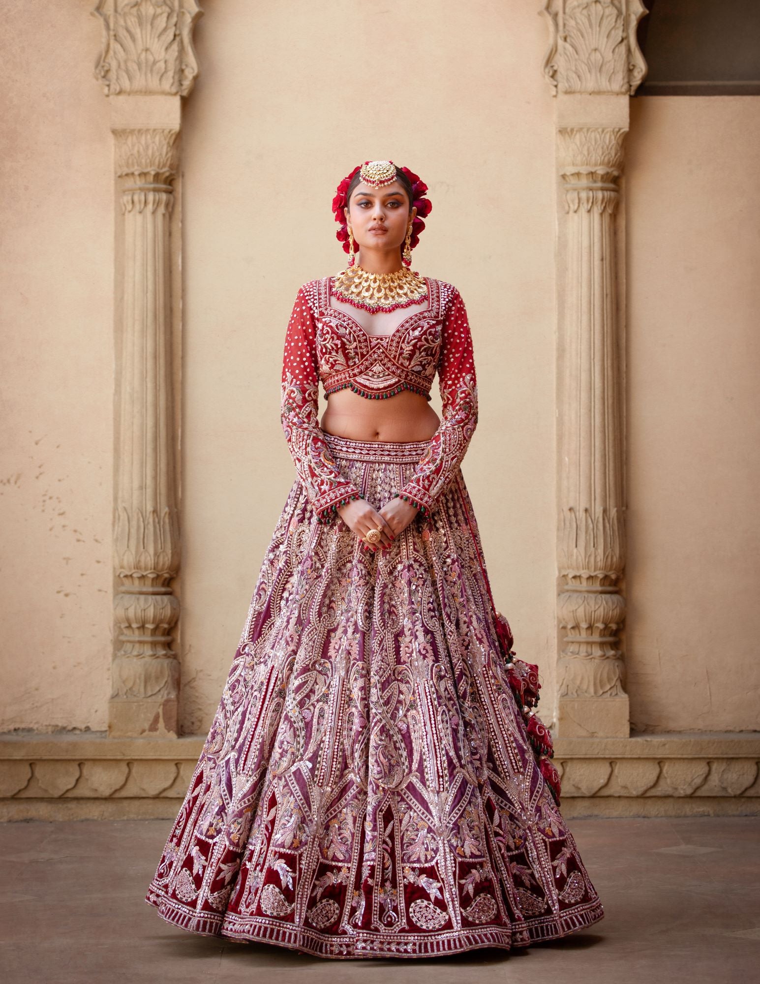 Indian Bridal Wear - Surkhi Saaz Maroon Lehenga By B Anu Designs