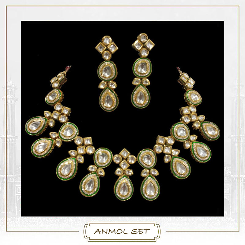 Anmol Bridal Set - Kundan Polki Set with Emeralds Beads – B Anu Designs