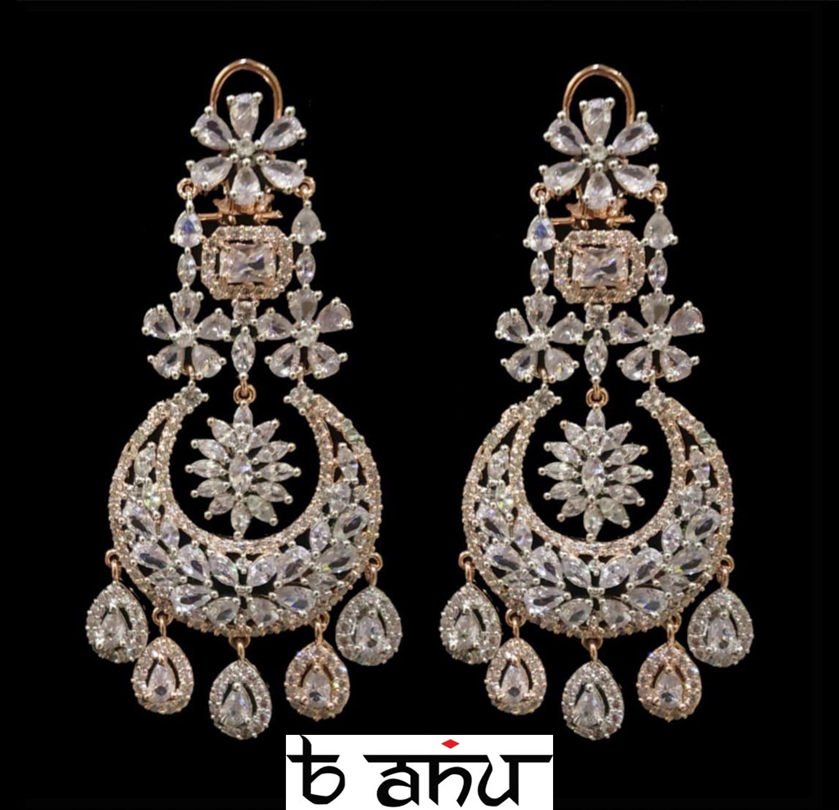 Fadia Cubic Zirconia Statement Chandelier Earrings – B Anu Designs